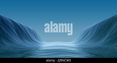 unreal concave ocean surface with horizon. 3d rendering Stock Photo - Alamy