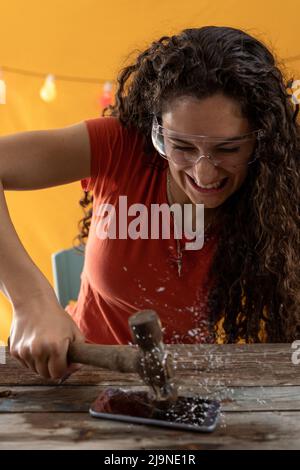 hammer smashing the screen of a smartphone Stock Photo - Alamy