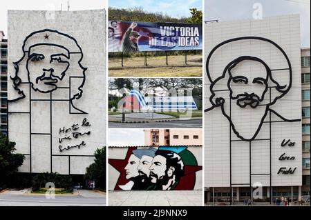 Some Murals in the city of Havana capital of Cuba, which celebrate the ...
