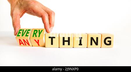 Anything or everything symbol. Businessman turns cubes and changes the ...