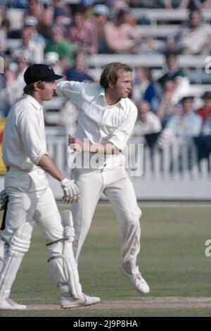 Phil Edmonds bowling for England, England vs New Zealand, Third Test ...