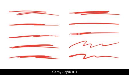Red brush stroke underline. Marker pen highlight stroke. Vector swoosh ...