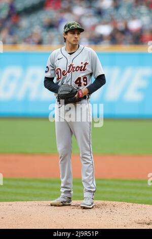 May 7 2022: Detroit pitcher Alex Lange (55) loses the lead during the ...