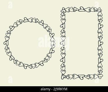 Simple rectangle frame with hearts. Template for Valentine day ...