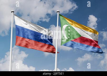 Comoros and United States two flags textile cloth, fabric texture Stock ...