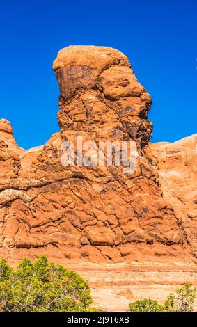 Human-like rock formation, Windows Section, Arches National Park, Moab ...