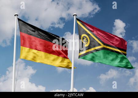 Vanuatu and Virgin Islands United States two flags textile cloth ...