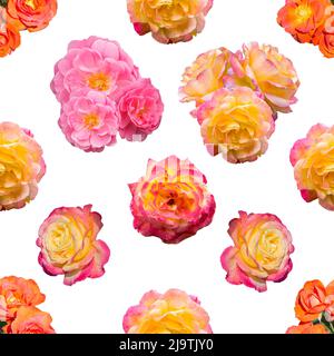 Seamless pattern with different flowers of roses. Festive, gentle ...