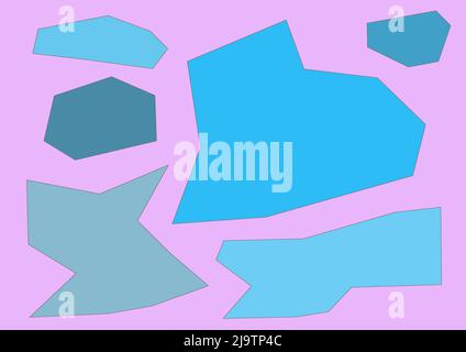 abstract illustration of eight irregular shapes in shades of yellow on ...