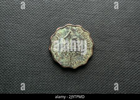 1 Anna coin dated 1945, Front view, India - British, King George VI ...