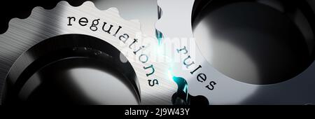 Rules, regulations - gears concept - 3D illustration Stock Photo - Alamy