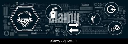 Concept of introduction with icons on futuristic hud interface Stock ...