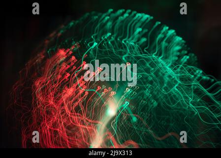 Colorful psychedelic lights and shadows in a dazzling stream of diverse ...