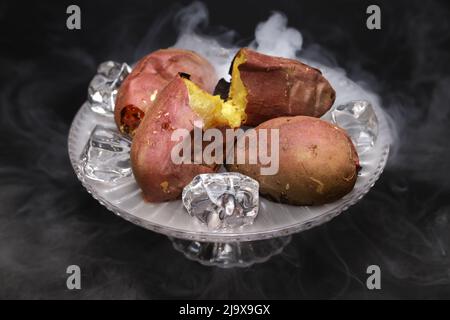 hiyashi yakiimo ( cold baked sweet potatoes) , Japanese dessert ...