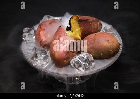 hiyashi yakiimo ( cold baked sweet potatoes) , Japanese dessert ...