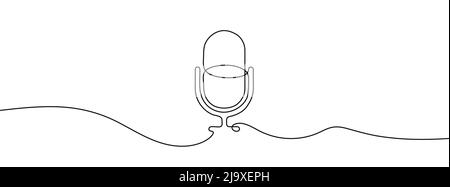 Microphone One line drawing isolated on white background Stock Vector ...