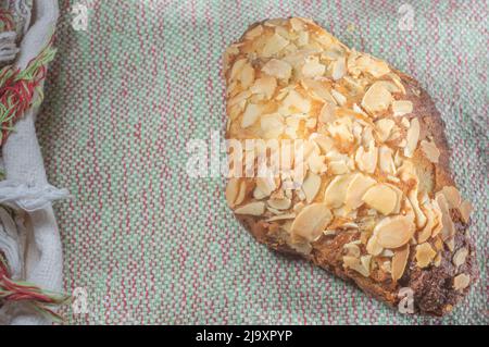 Almond Croissant Bakery homemade. Traditional French breakfast and ...
