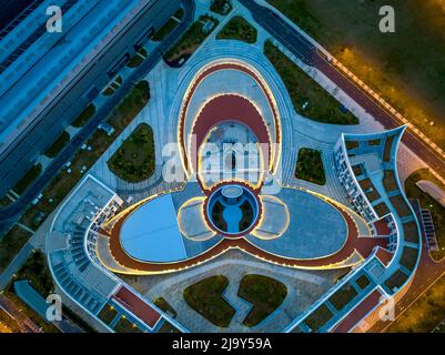 Aerial photo shows the main building of the new Liuzhou Library has ...