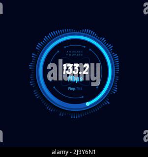 Internet speed meter futuristic dial, WI-FI signal strength neon ...