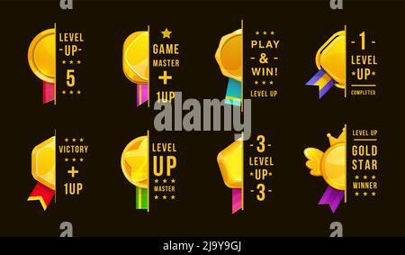 Rank badges. Level up icons, ranking awards Stock Vector Image & Art ...