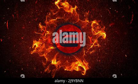 3D rendering cryptocurrency enjin coin on colorful background ...