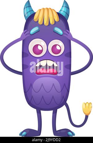 Scared cartoon monster white background vector illustration Stock ...