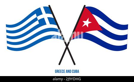 Cuba and Greece Flags Crossed And Waving Flat Style. Official ...