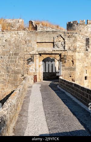 Rhodes Greece. Gate of Saint Athanasios built between 1441 and 1442 and ...
