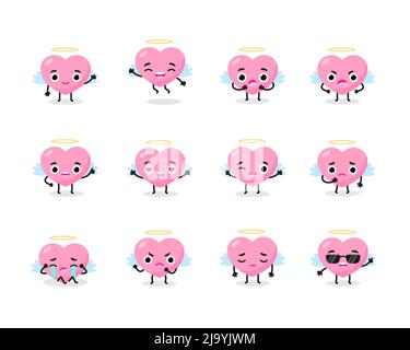 heart love with wings sad kawaii character Stock Vector Image & Art - Alamy
