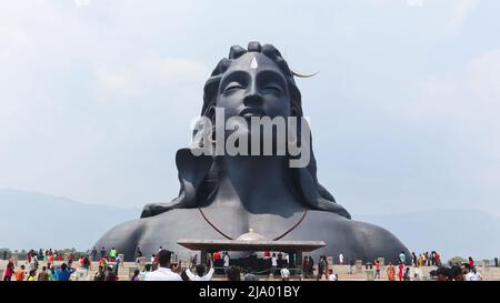 INDIA, TAMILNADU, COIMBATORE, April 2022, Tourist at Adiyogi Shiva ...