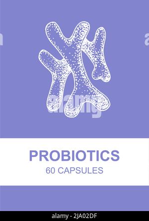 Hand drawn probiotic bifidobacterium bacteria. Good microorganism for ...