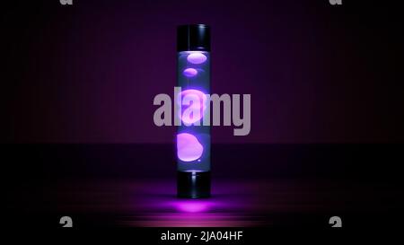 purple lava lamp glowing in dark room - object 3D illustration Stock ...