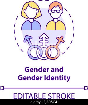 Line drawing of a male and female gender sign connecting buildings ...