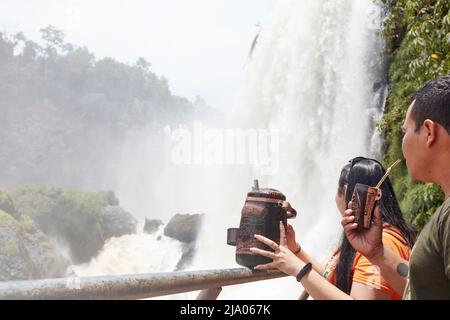 The "Saltos del Monday" waterfalls inside the "Presidente Franco ...