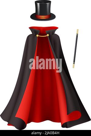Magician clothes realistic composition with costume of magic man on ...