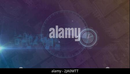 Image of digital interface and moving clock over clock Stock Photo - Alamy