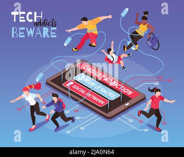 Internet addiction poster template. Smartphone overuse and dependency ...