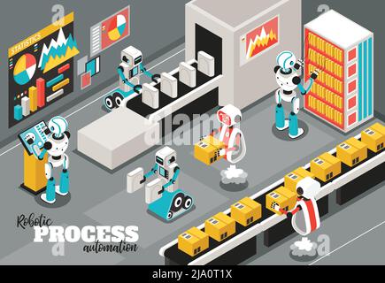 Robotic process automation isometric composition with little human ...