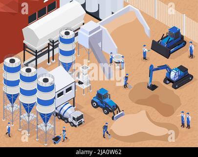 Concrete cement production isometric composition with concrete plant ...
