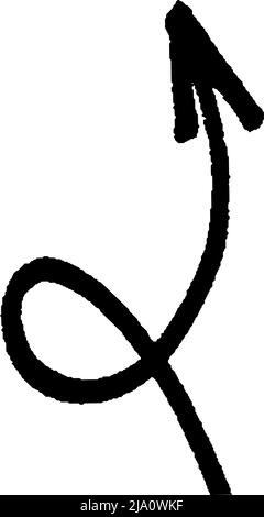 Brushstroke Arrow smooth two loop up. Hand drawn pointer Stock Vector ...