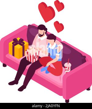 Isometric people dating couple valentines day composition with loving ...