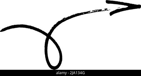 Brushstroke Arrow smooth two loop up. Hand drawn pointer Stock Vector ...