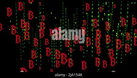 Image of bitcoin symbols over black background with green letters Stock ...