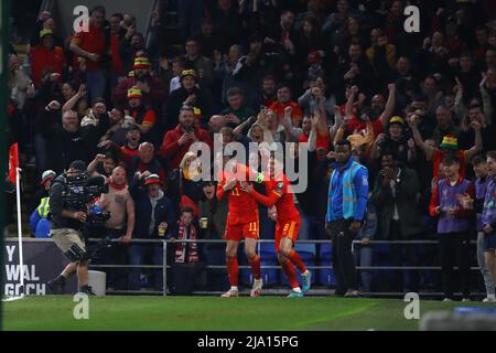 Harry Wilson of Wales celebrates after he scores his teams 6th goal ...