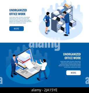 Disorganized office work problems isometric infographic flowchart with ...