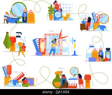 Hygiene infographics flat layout with bathroom rules and important ...