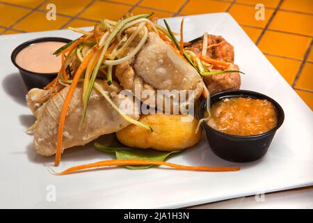 Sampler food plate San Juan Puerto Rico V Stock Photo - Alamy