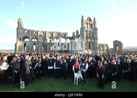 People dressed as Vampires at Whitby Abbey in Yorkshire, as they ...