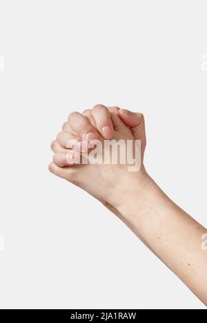Hand lock female hands on white background Stock Photo - Alamy