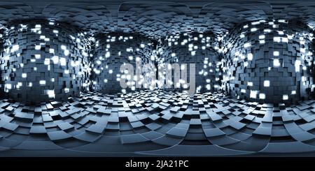 Dark room with blue lights 360 panorama vr environment map Stock Photo ...